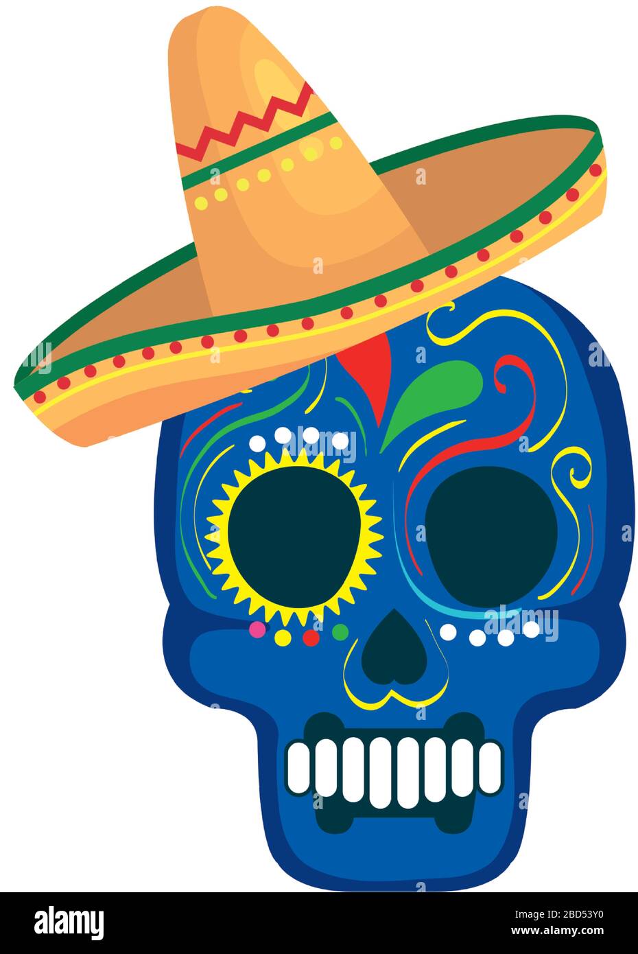 Isolated mexican skull with hat vector design Stock Vector Image & Art ...