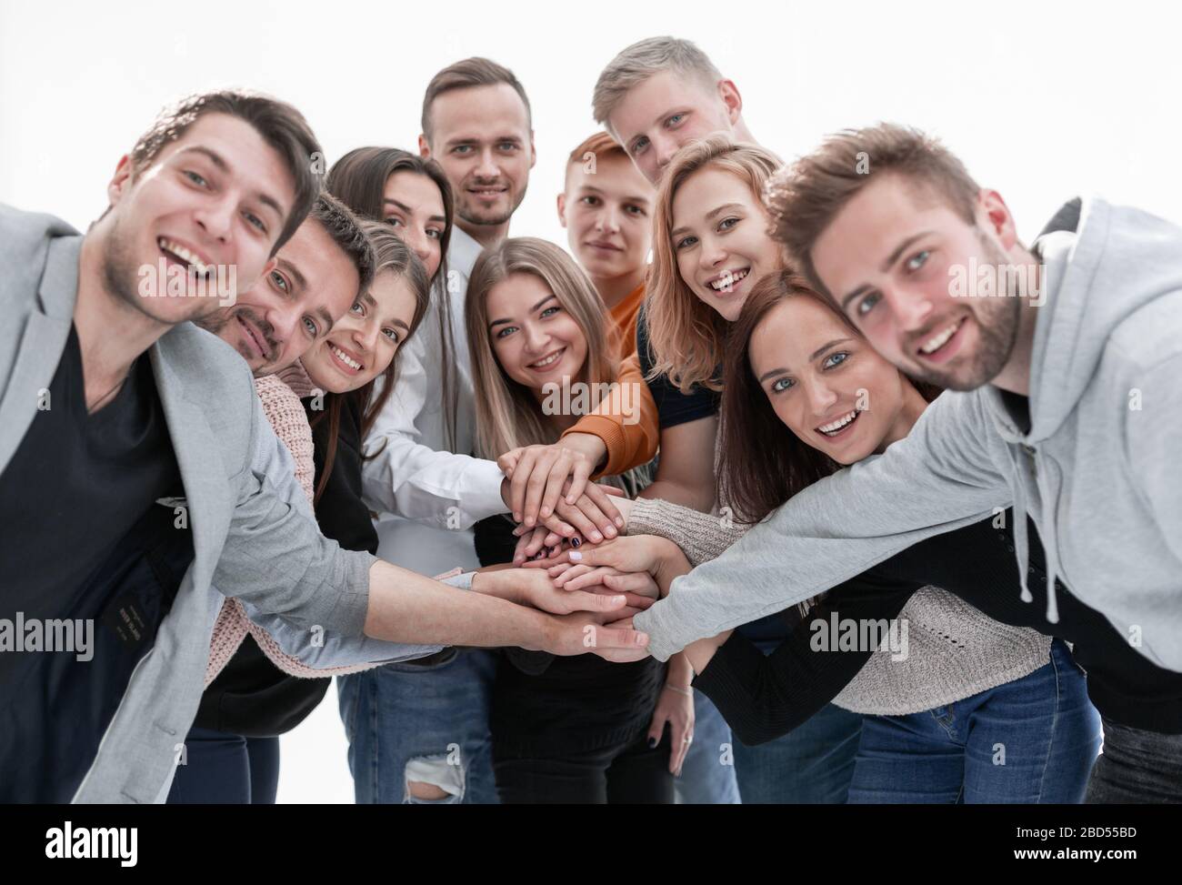 group of happy young people showing their unity Stock Photo - Alamy