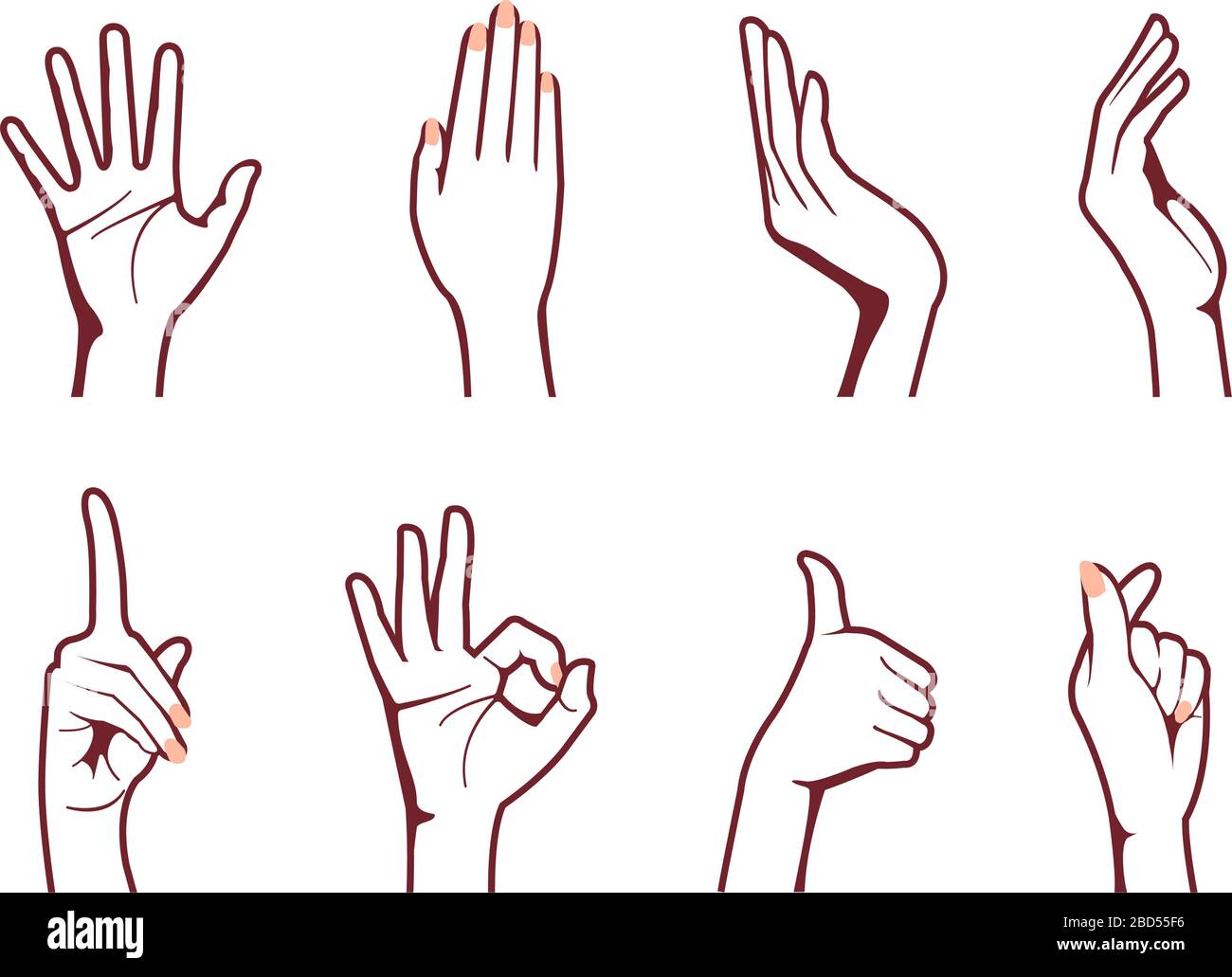 Female hand gesture (hand sign) vector illustration set / ok sign ...