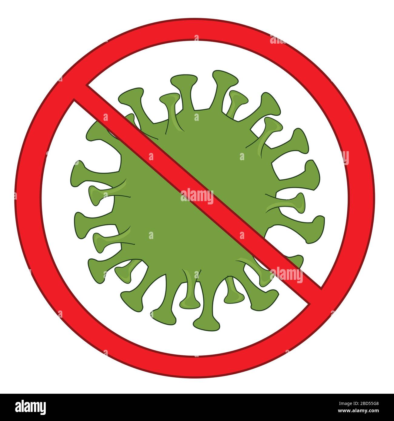 Red round sign prohibiting infection bacteria coronavirus Stock Vector ...