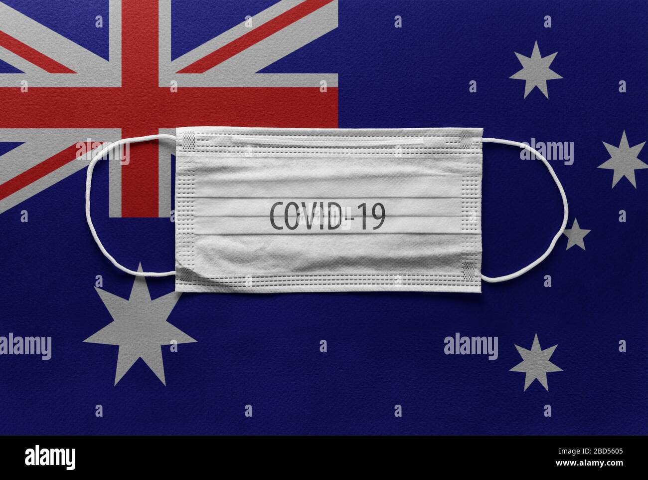 An individual face medical surgical mask on Australia National Flag ...