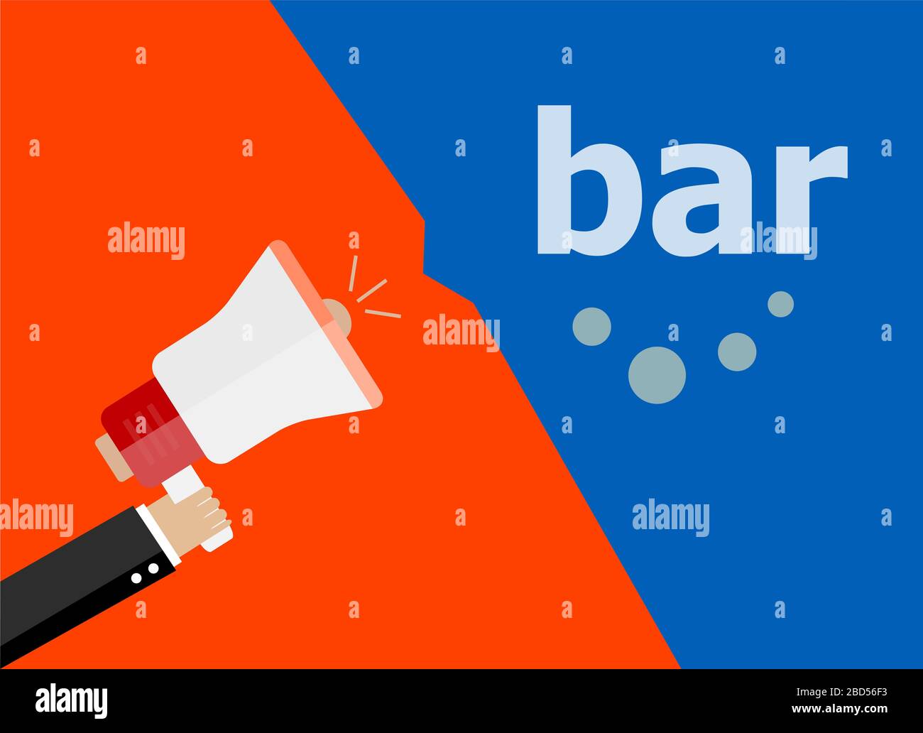 Bar. Hand holding a megaphone. flat style Stock Photo - Alamy