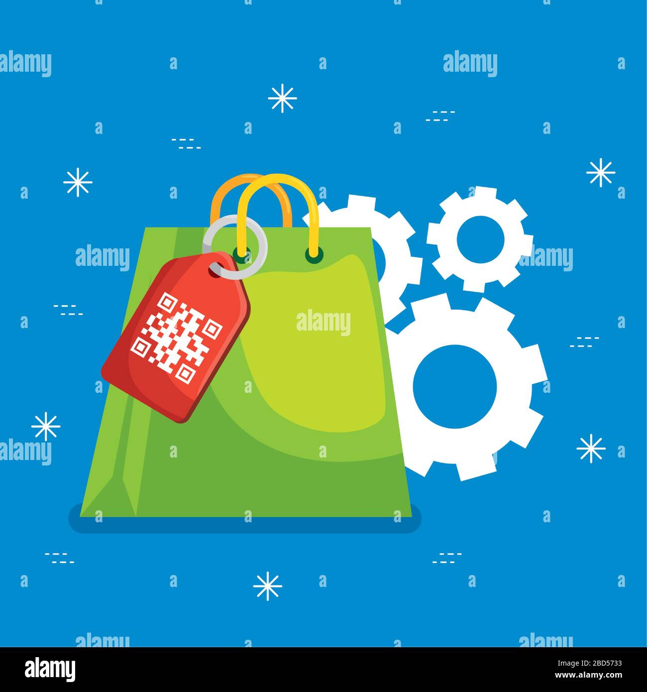 qr code label bag and gears vector design Stock Vector Image & Art - Alamy