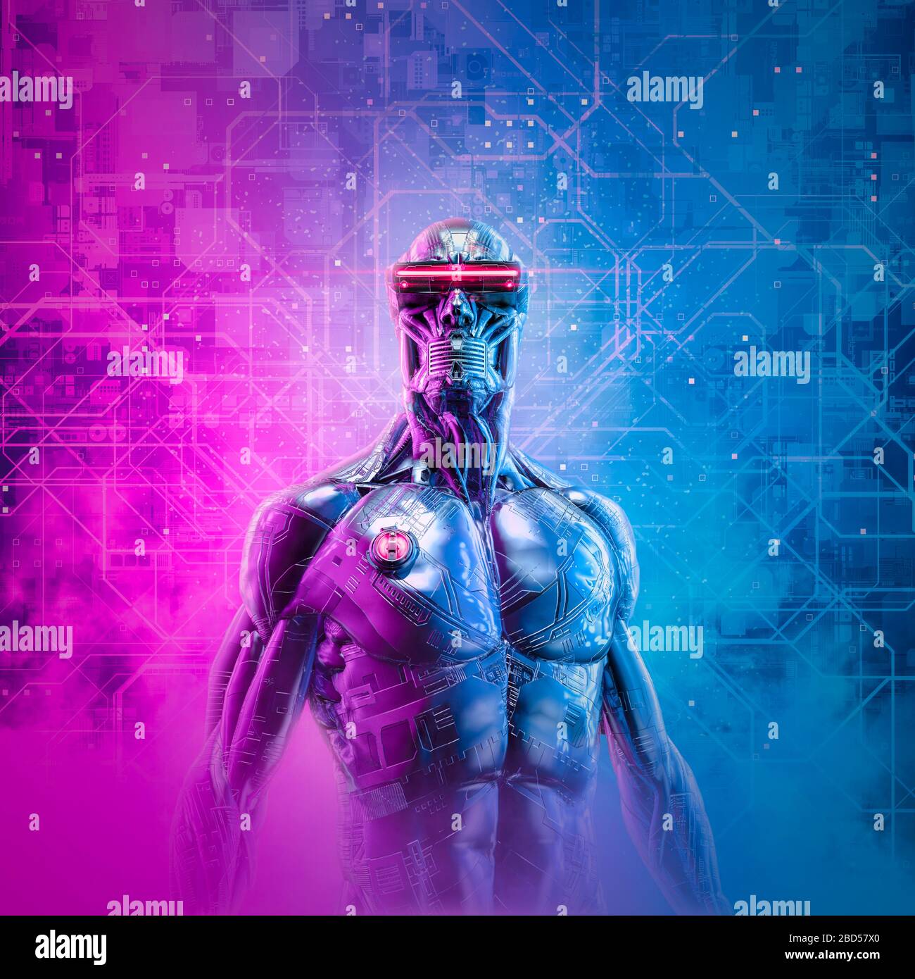 Virtual visions reloaded / 3D illustration of male science fiction ...