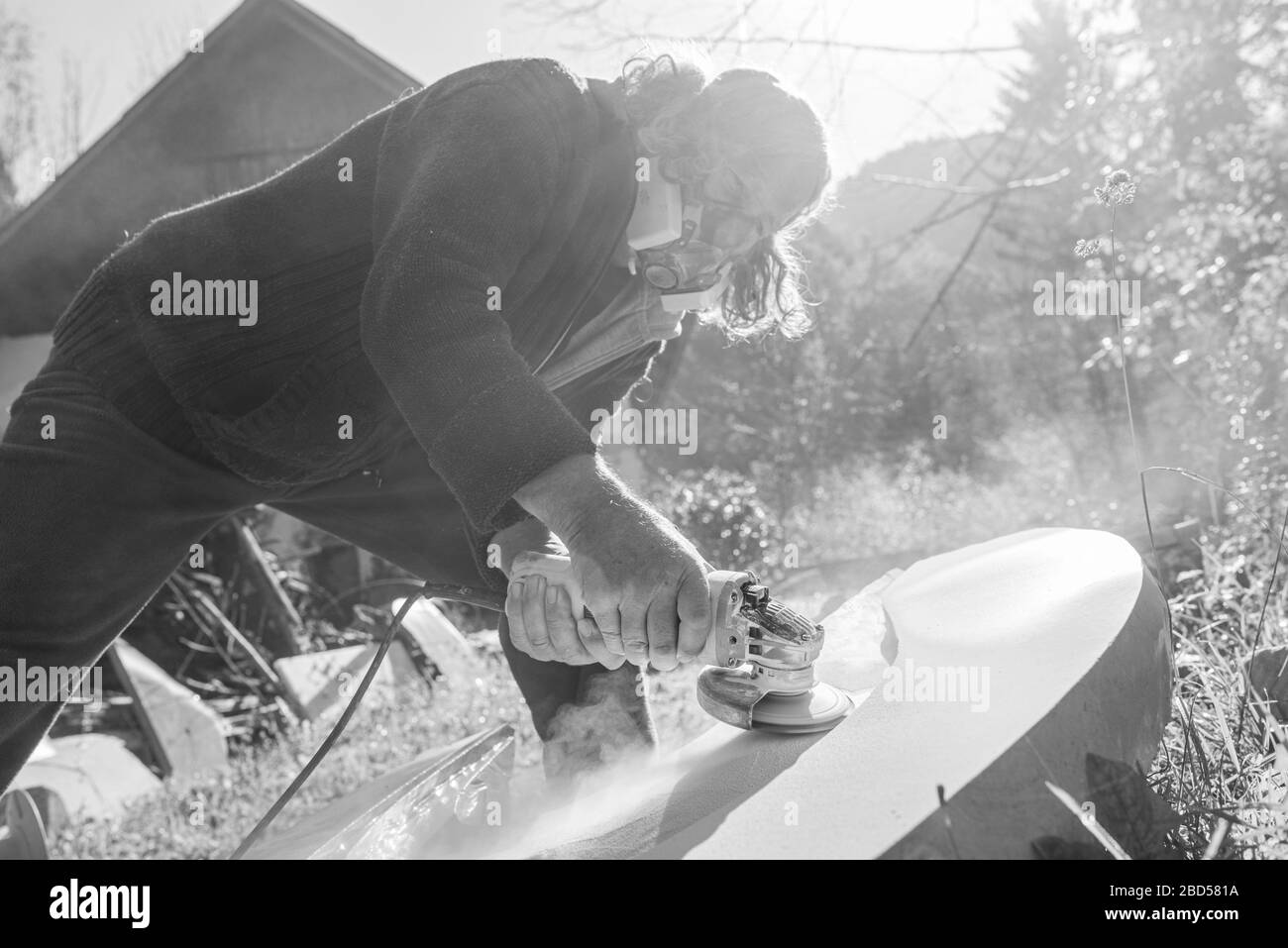 Polishing marble Black and White Stock Photos & Images - Alamy