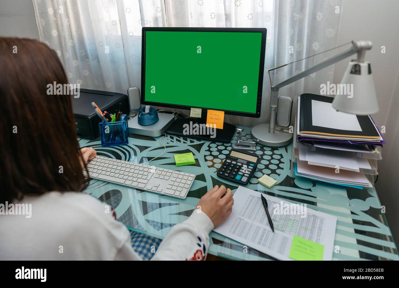 Woman on computer webcam hi-res stock photography and images - Alamy