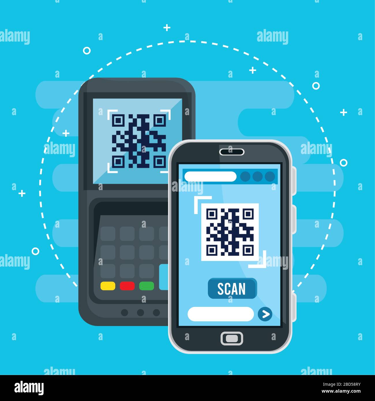 qr code inside smartphone and dataphone vector design Stock Vector ...