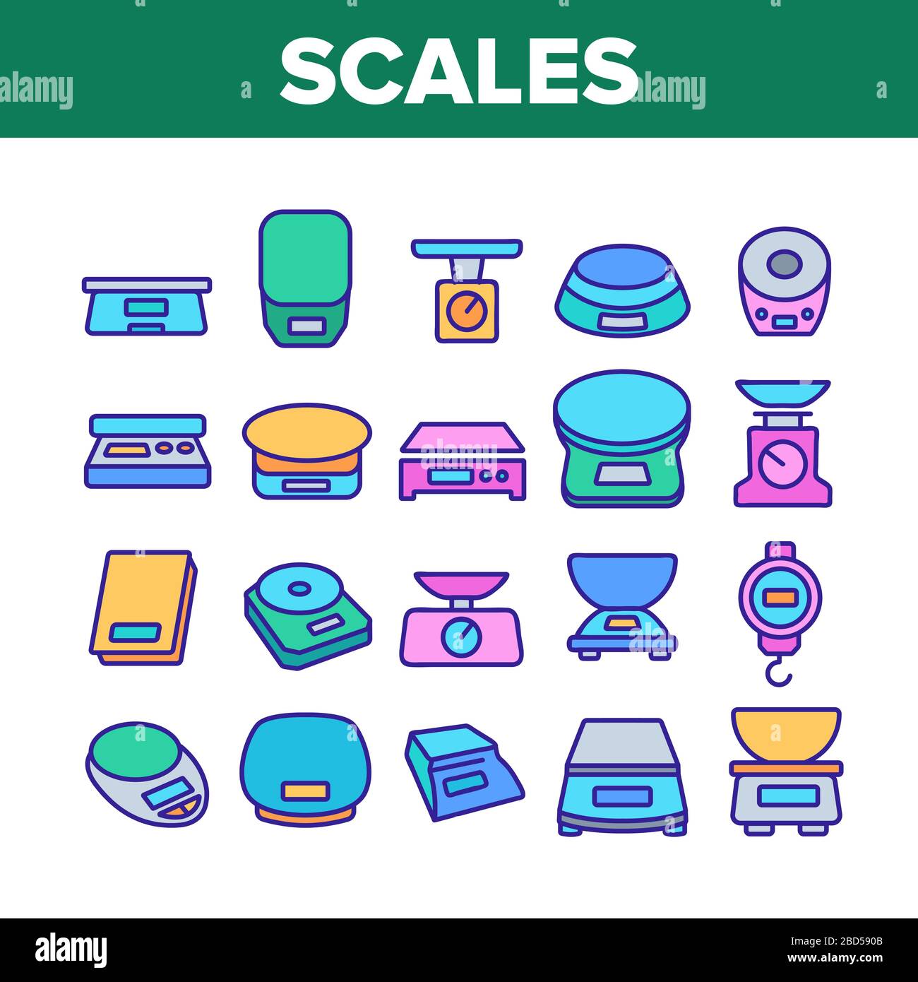 Scales Measuring Tool Collection Icons Set Vector Stock Vector Image ...