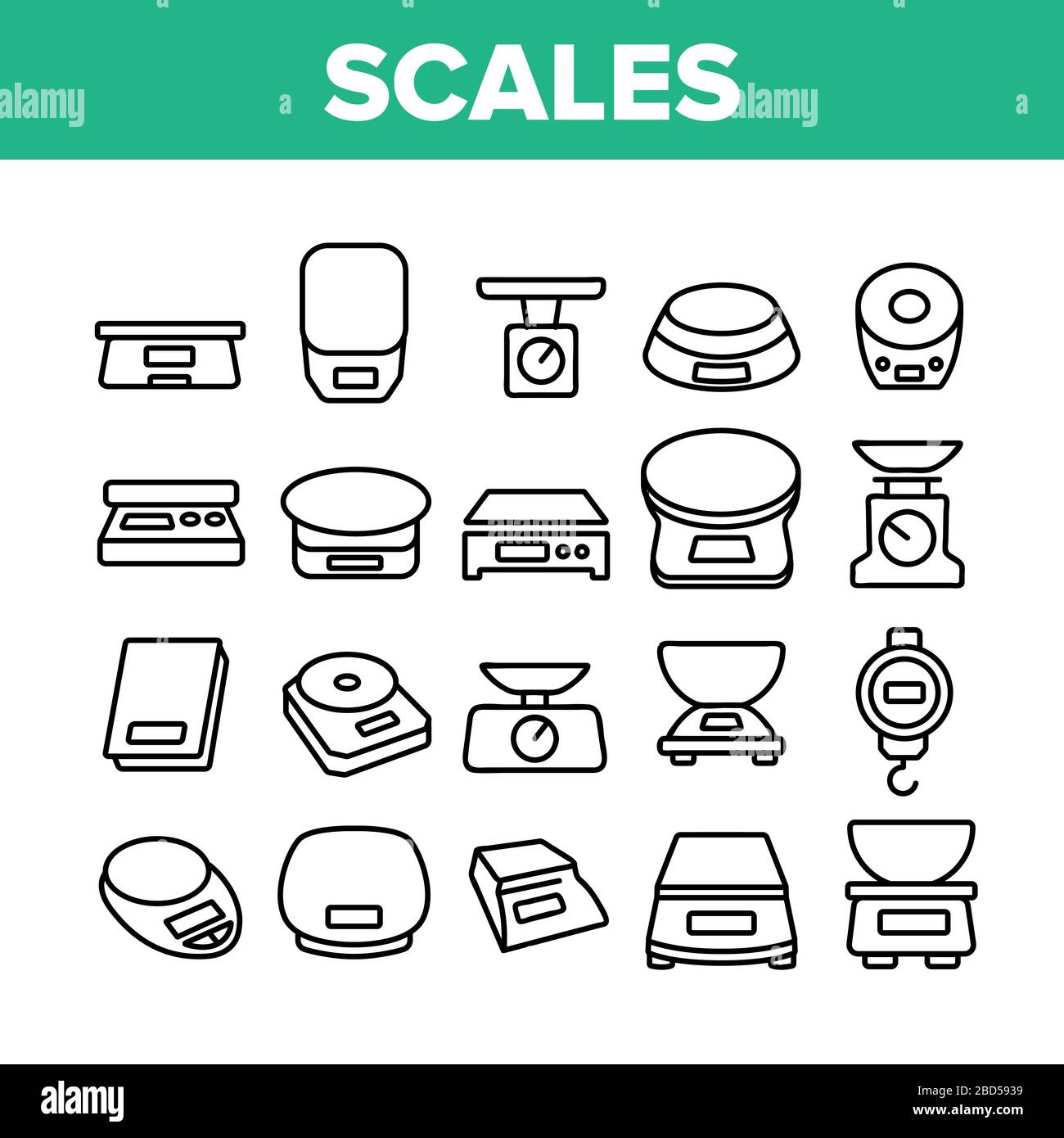 Scales Measuring Tool Collection Icons Set Vector Stock Vector Image ...