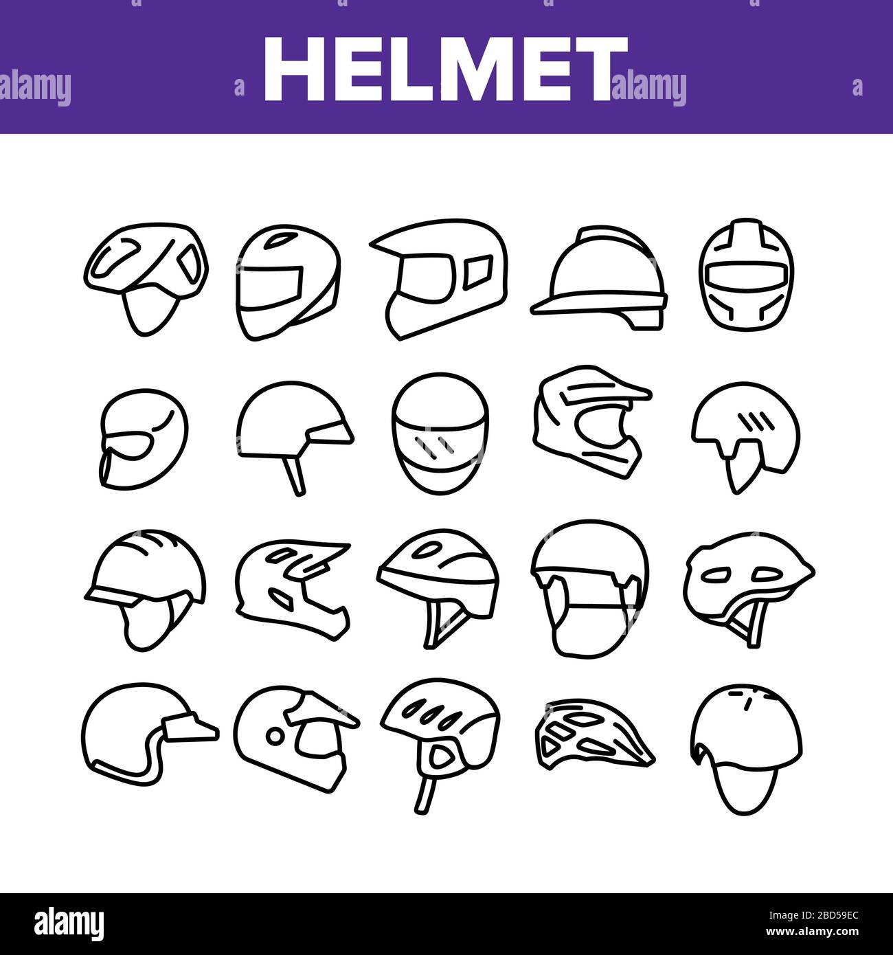 Helmet Rider Accessory Collection Icons Set Vector Stock Vector Image ...
