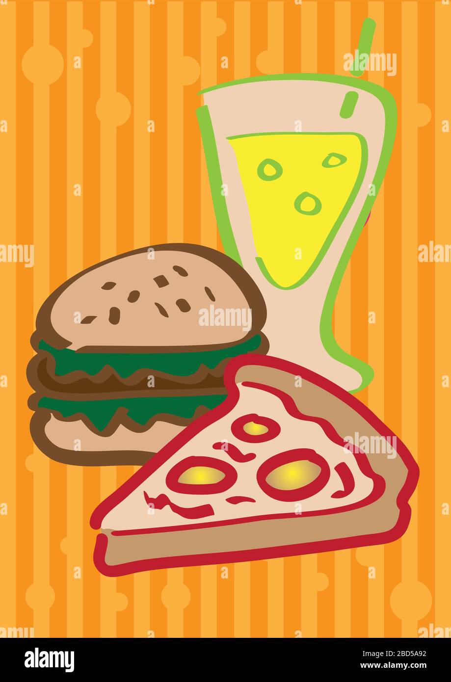 A set of vector illustrated fast food Stock Vector Image & Art - Alamy