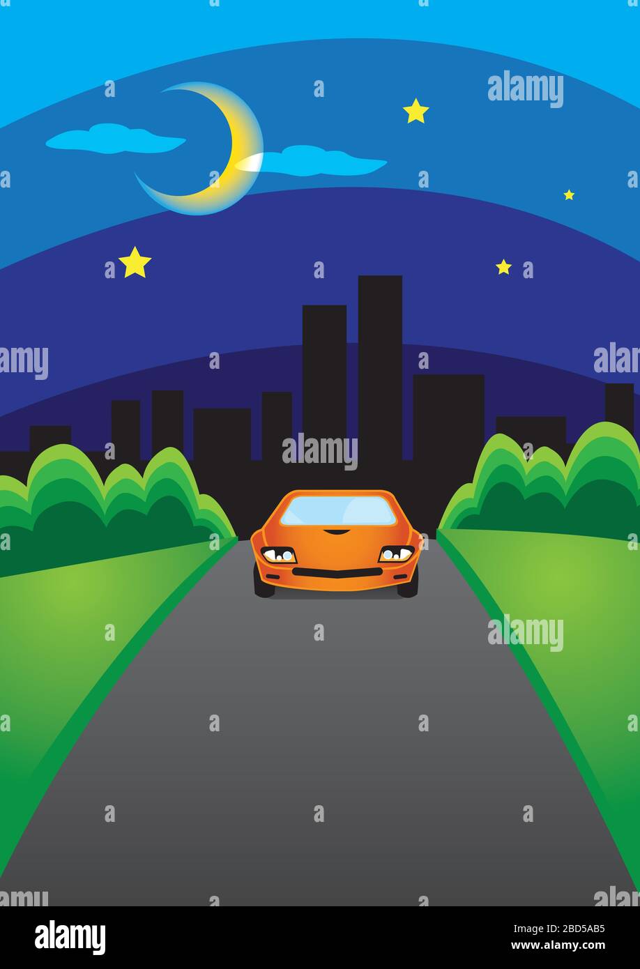 Animated Car Driving Away