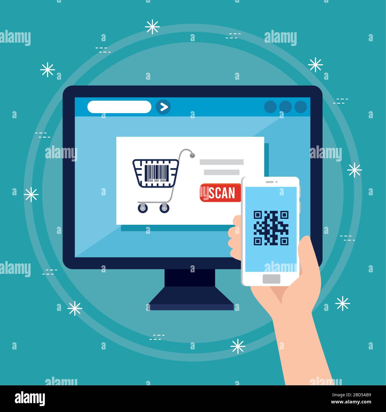 qr code inside smartphone and computer vector design Stock Vector Image ...