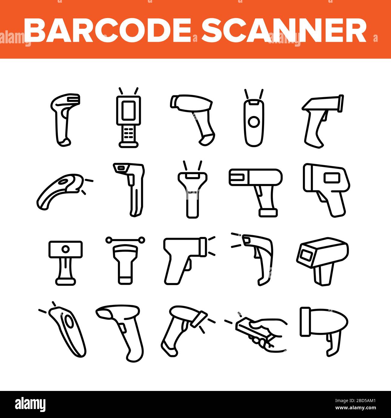 Barcode Scanner Device Collection Icons Set Vector Stock Vector Image ...