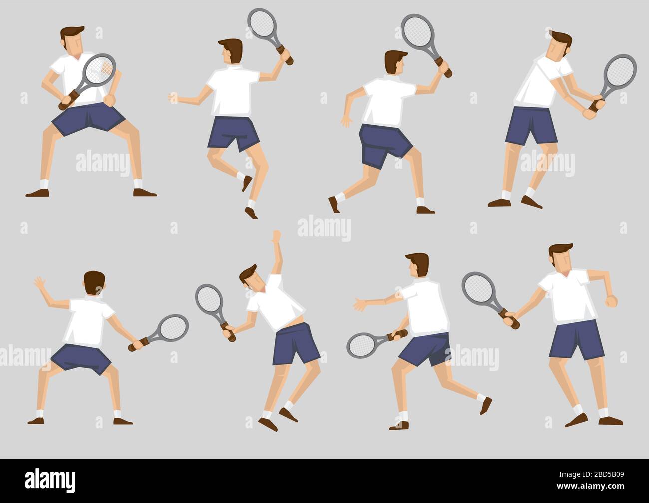 Male tennis player holding racquet in various poses. Vector illustration cartoon character clip ...