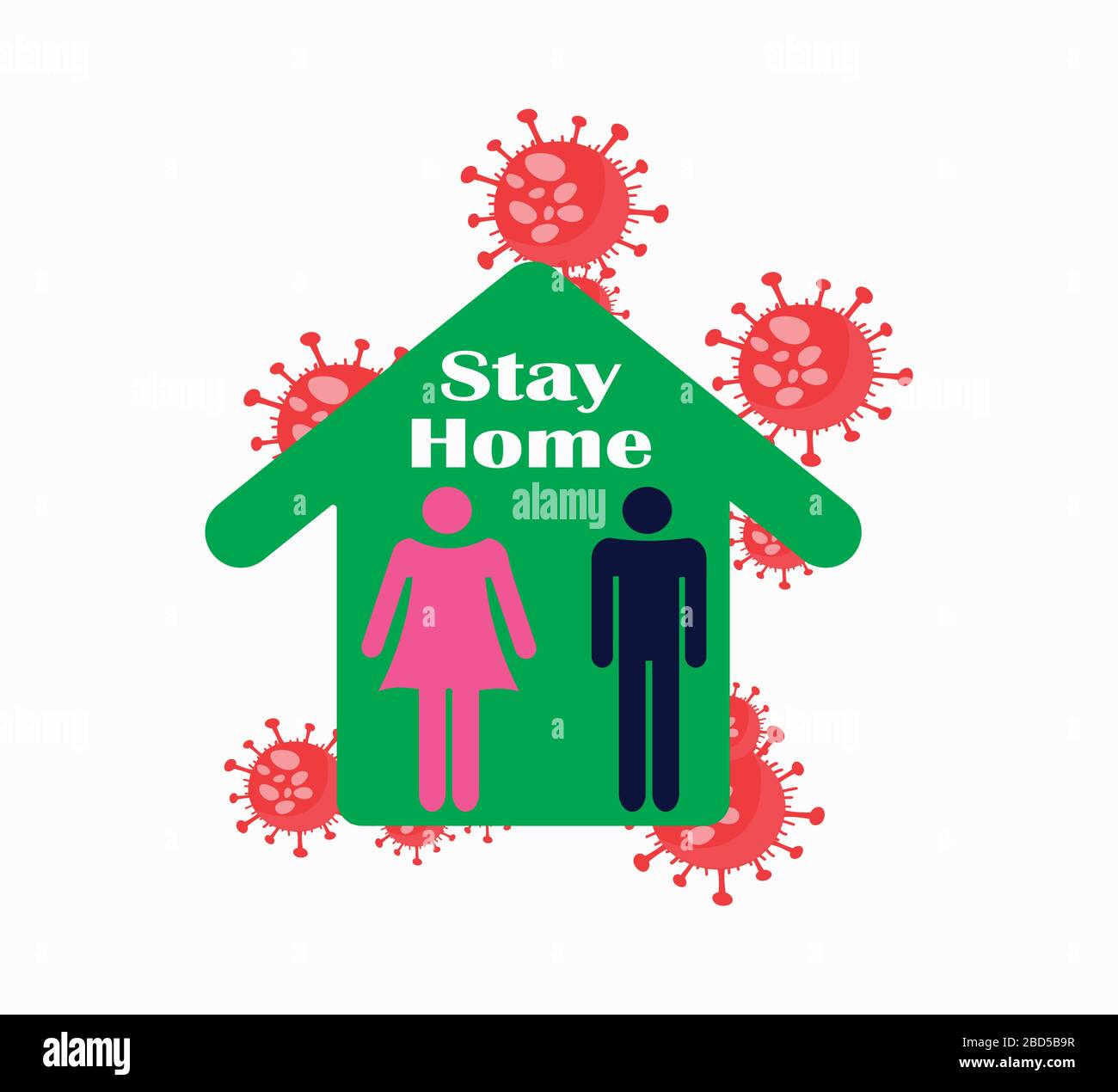 Stay home icon, quarantine self-isolation. Vector illustration, flat ...