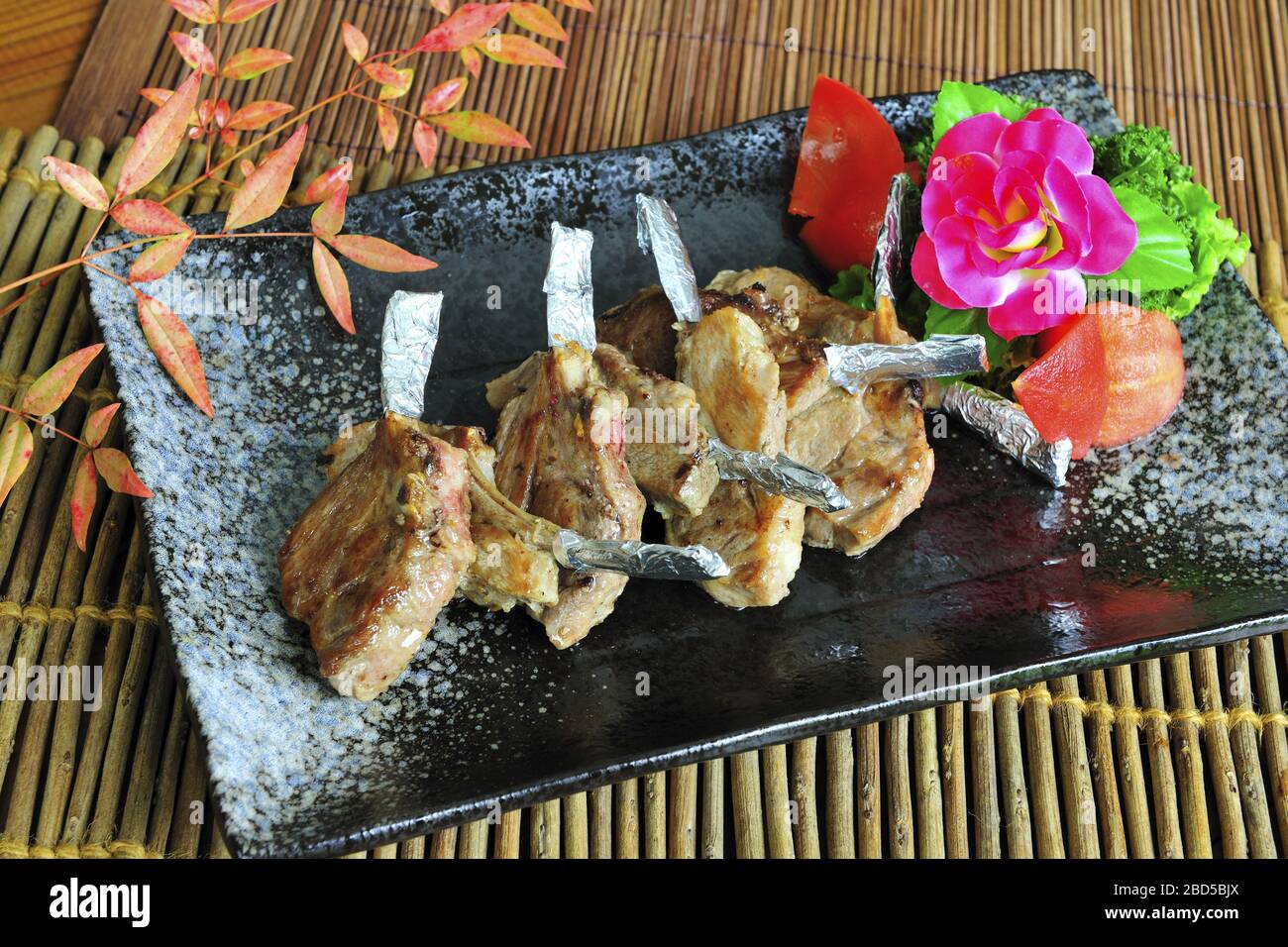 The food portrait of sliced lamb chop Stock Photo - Alamy