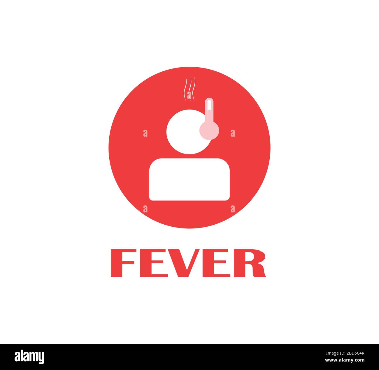 Symptom of a viral disease - coronavirus, high fever - flat vector icon ...