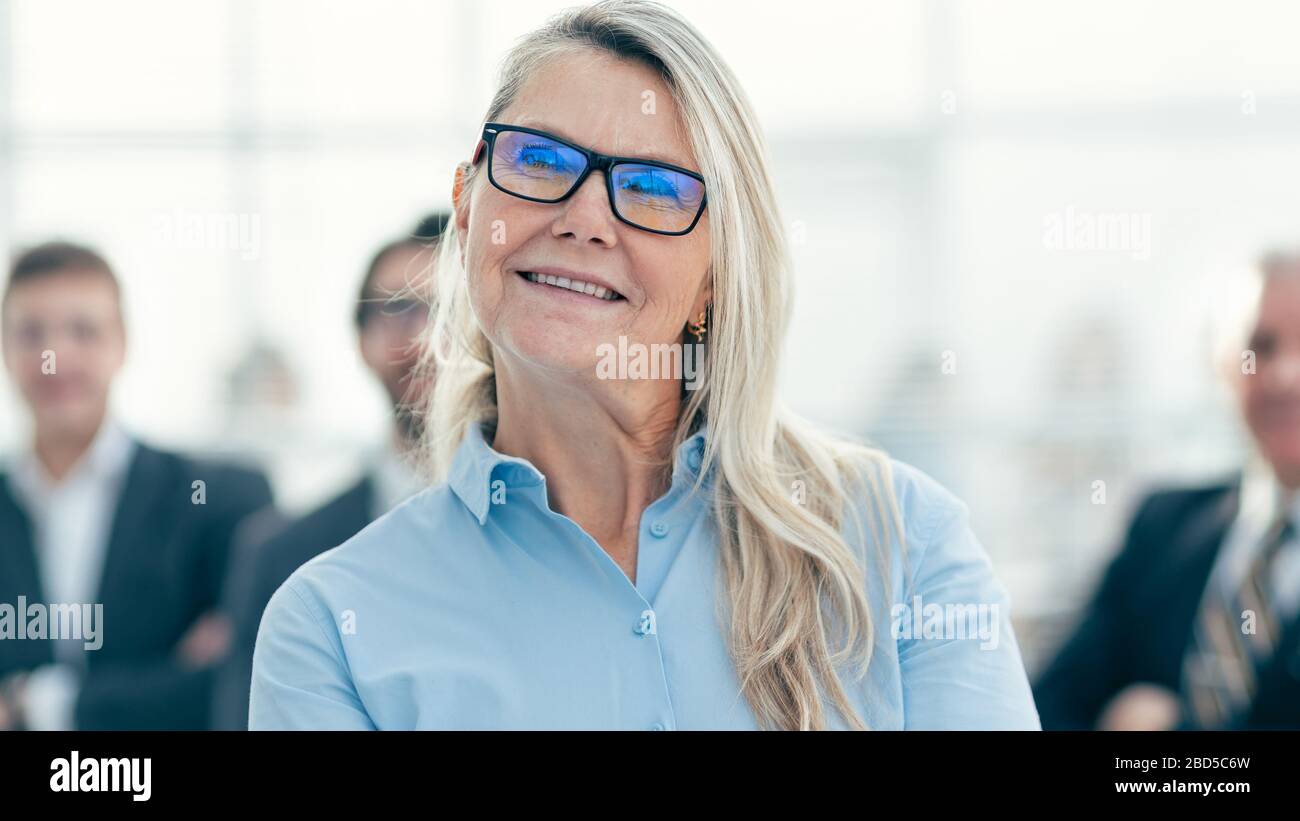 close up. successful business woman looking forward Stock Photo - Alamy