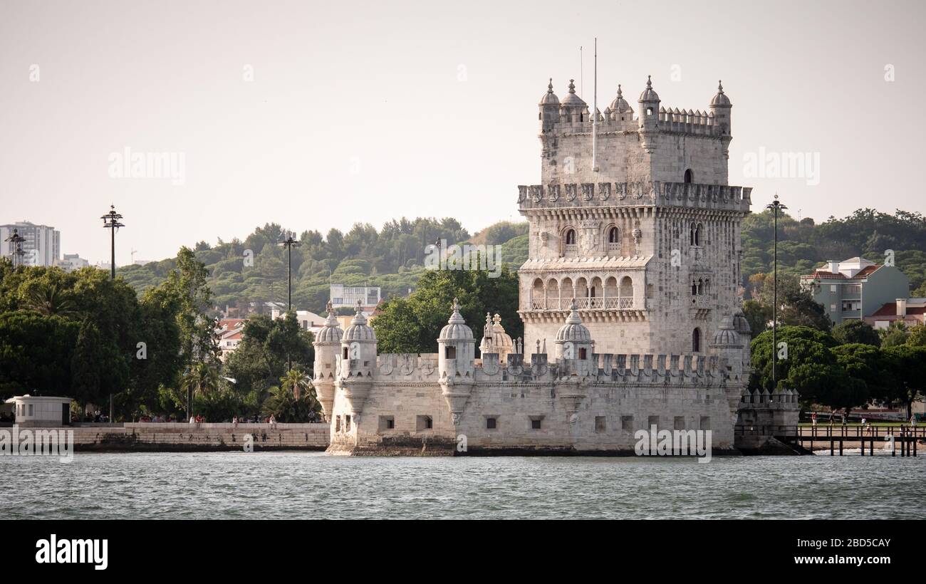 Torre de Belem, Lisboa, Portugal. A view of the popular Lisbon landmark ...