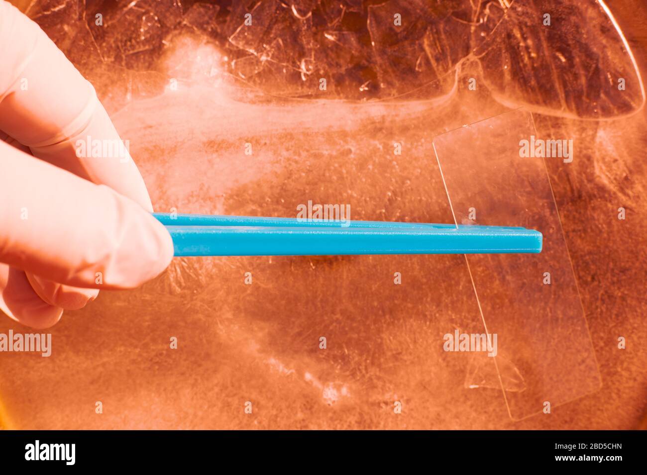 Science concept - abstract of a hand collecting specimen / sample for ...