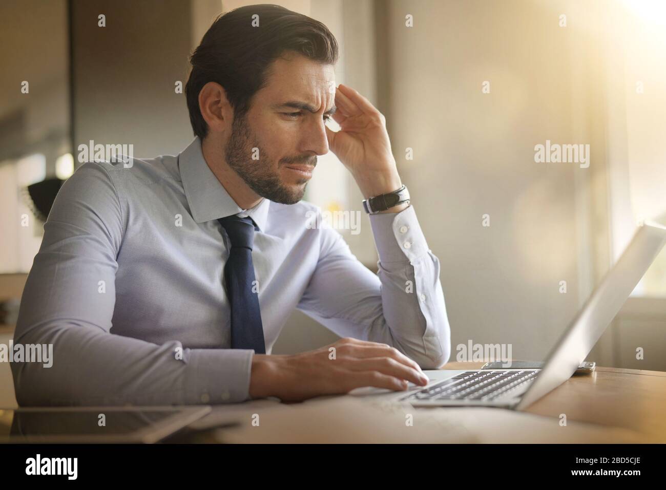 boss in home confinement working on his laptop Stock Photo - Alamy