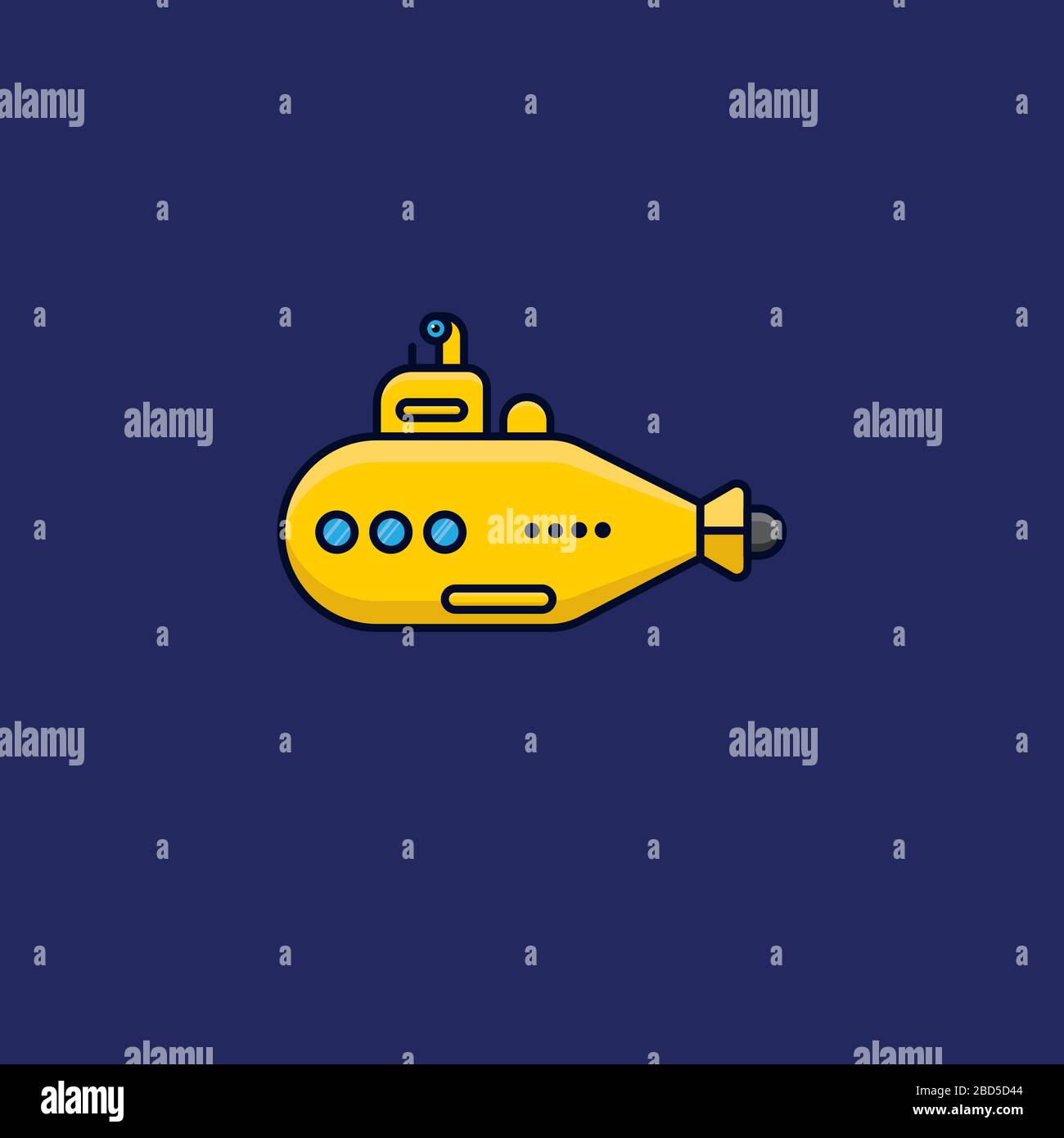 Yellow submarine vessel vector illustration for Submarine Day on April ...
