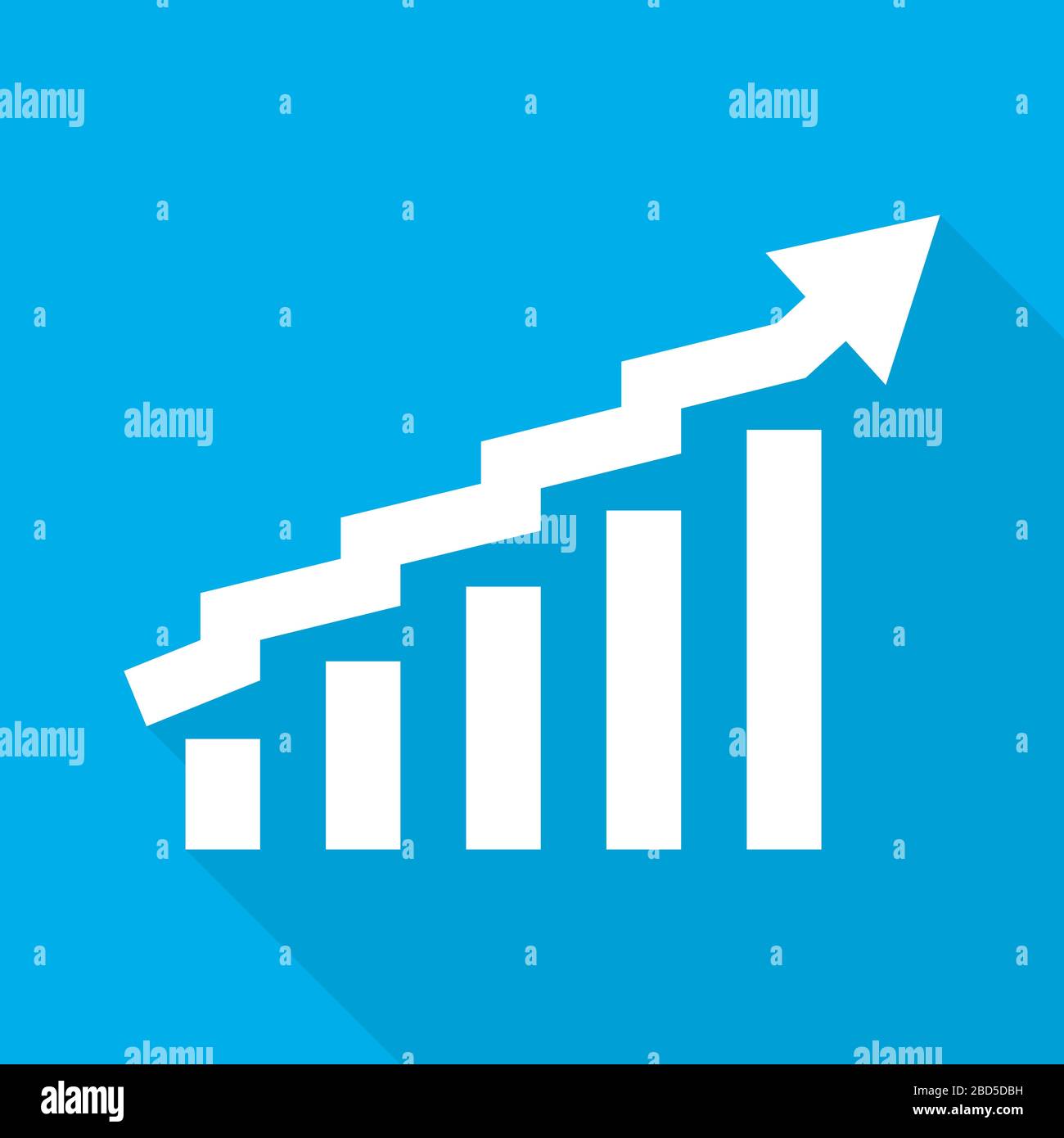 Growing bar graph icon with rising arrow. Financial forecast graph ...