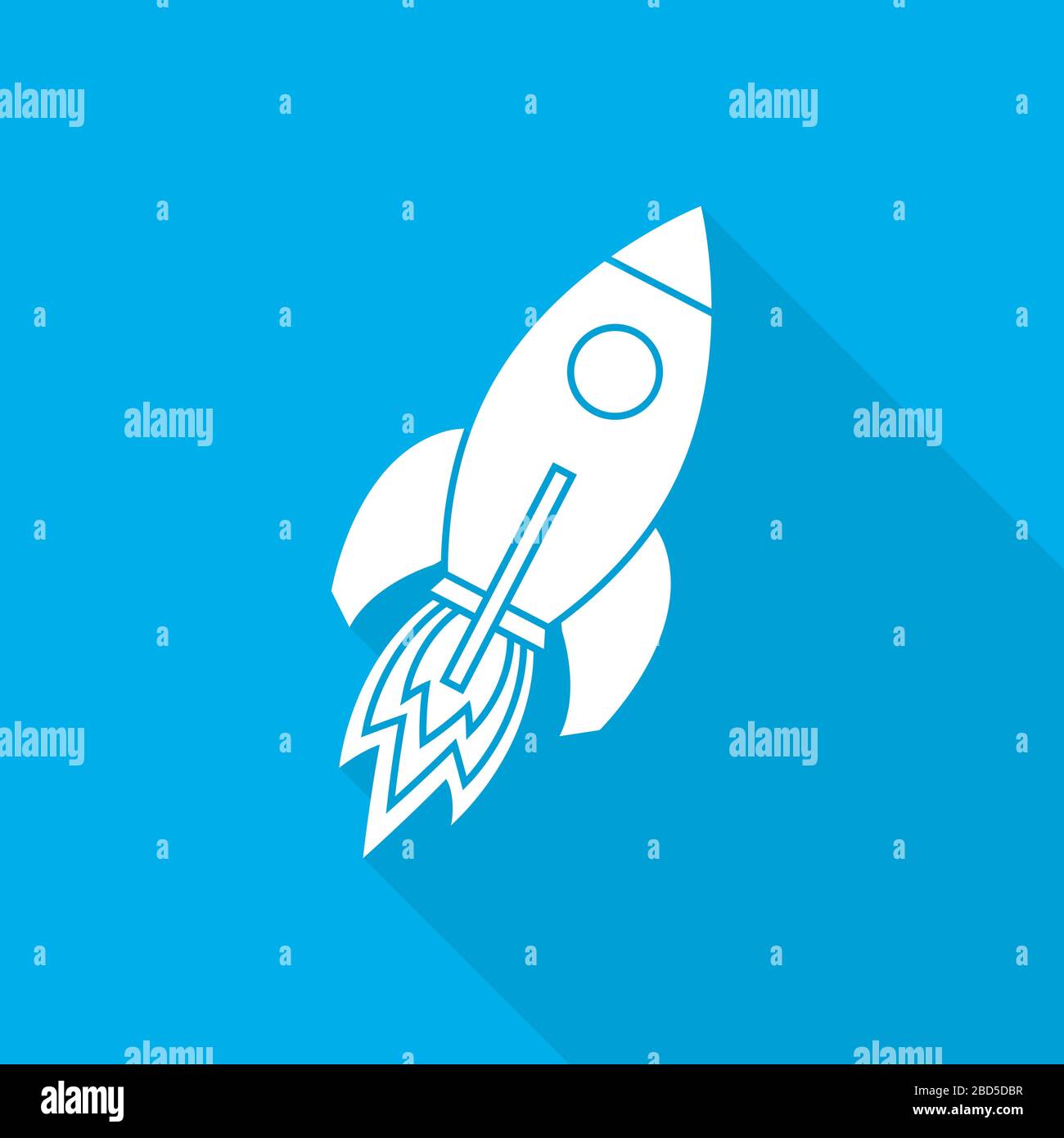 White rocket icon in flat design. Vector illustration. Symbol of rocket ...