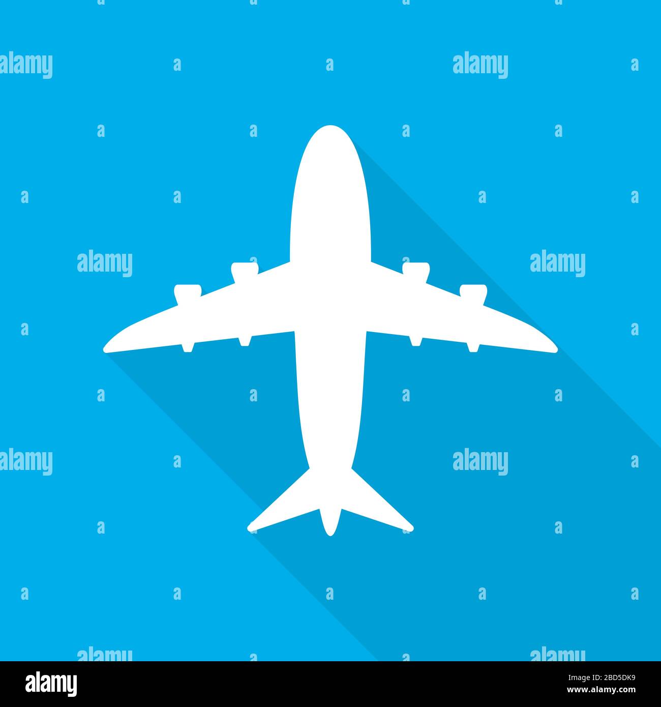 White aircraft icon in flat design. Vector illustration. Symbol of the ...