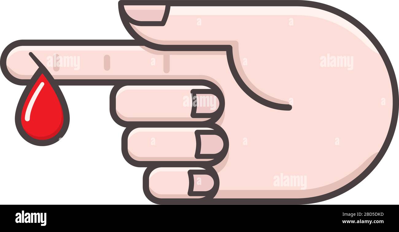 Blood drop dripping from injured finger isolated vector illustration ...