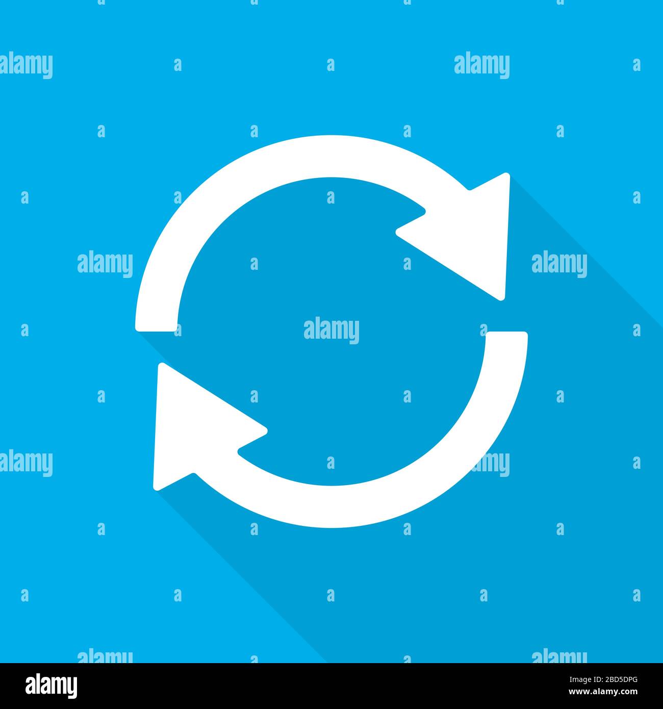 Update icon in flat design. Vector illustration. White sign of the ...