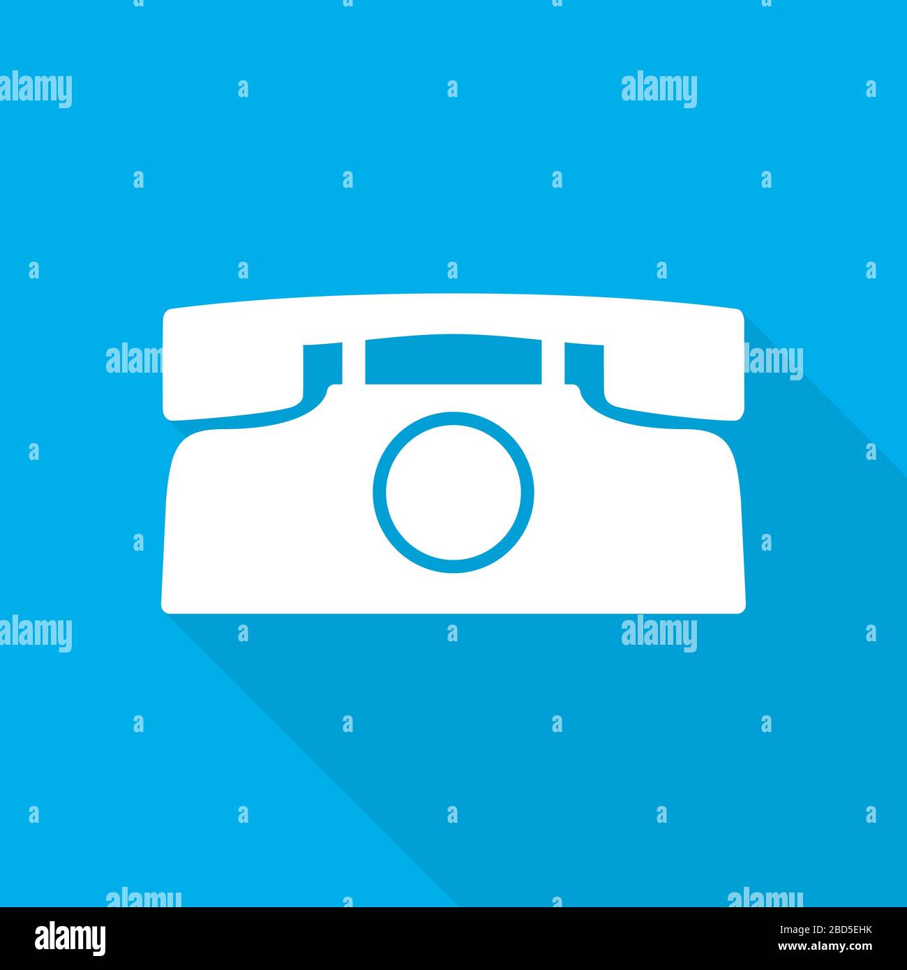 Phone icon. Vector illustration. White phone icon with long shadow on ...