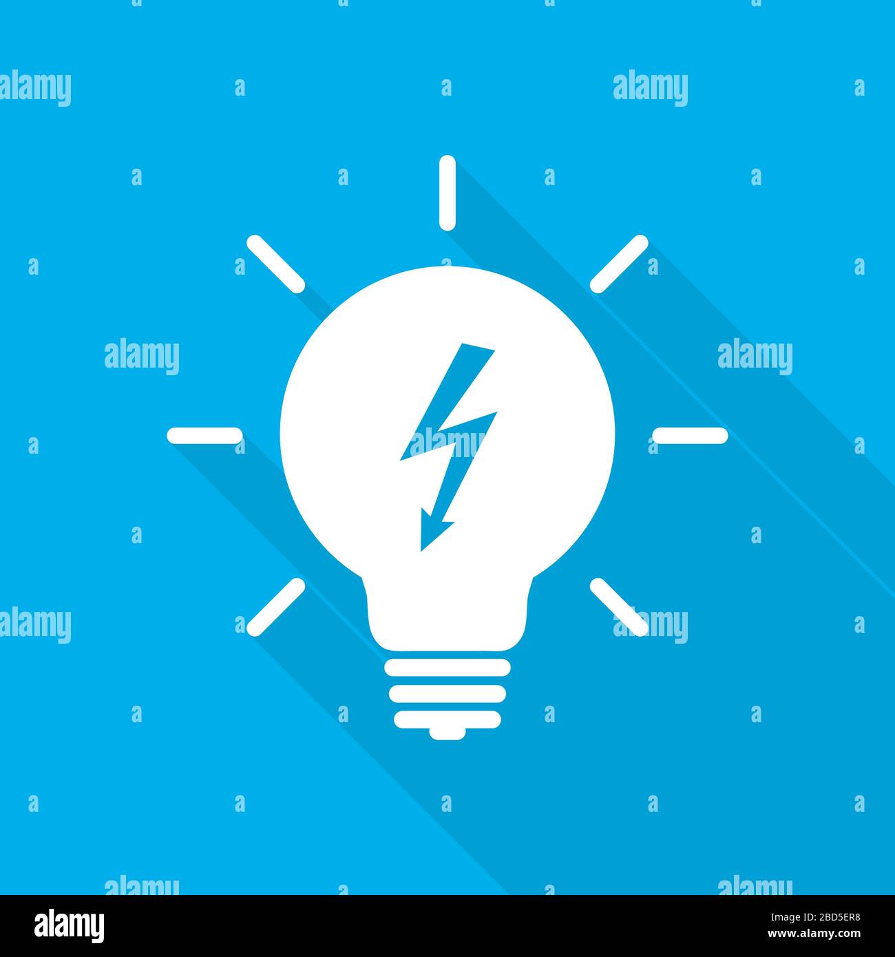 White light bulb icon in flat design. Vector illustration. Symbol of ...