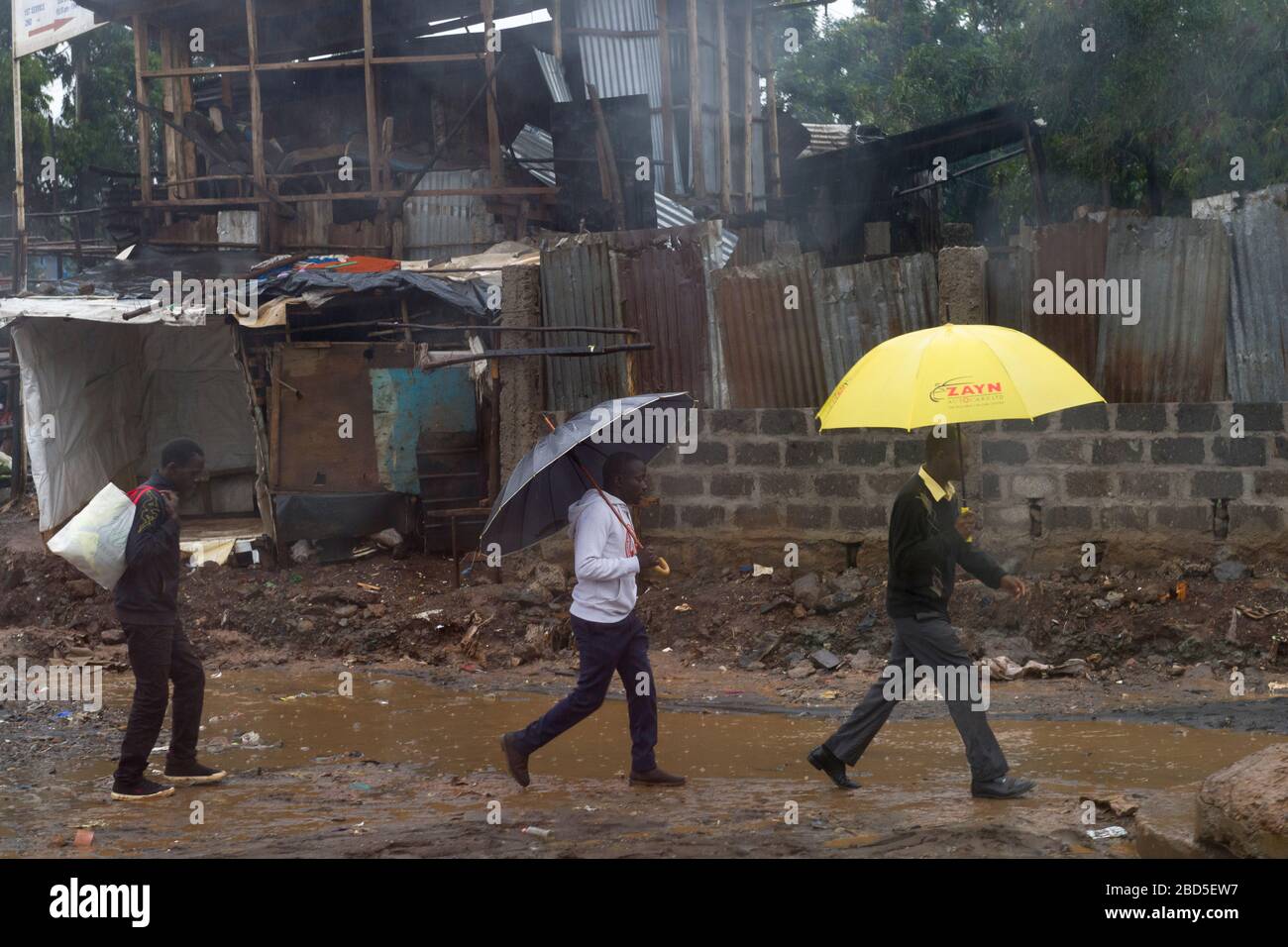 People commuting to work during a heavy rain, Nairobi, Kenya Kenya ...