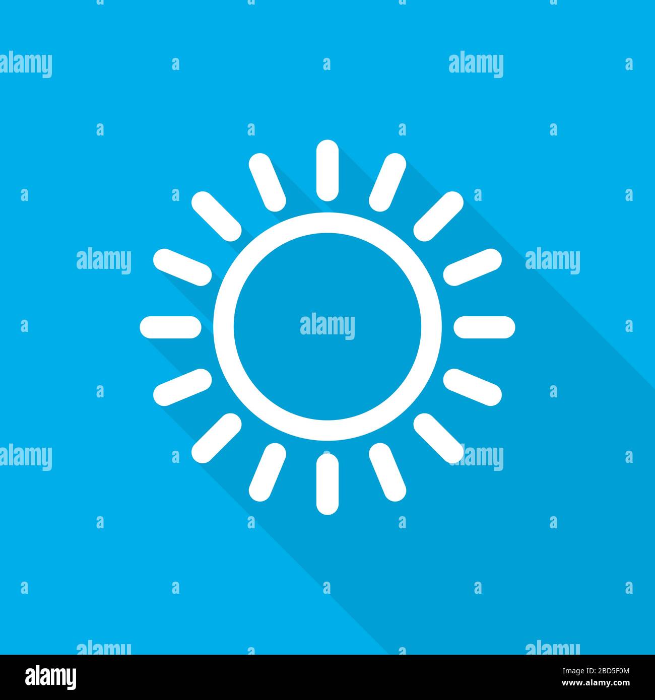 White sun icon in flat design. Vector illustration. Symbol of the sun ...