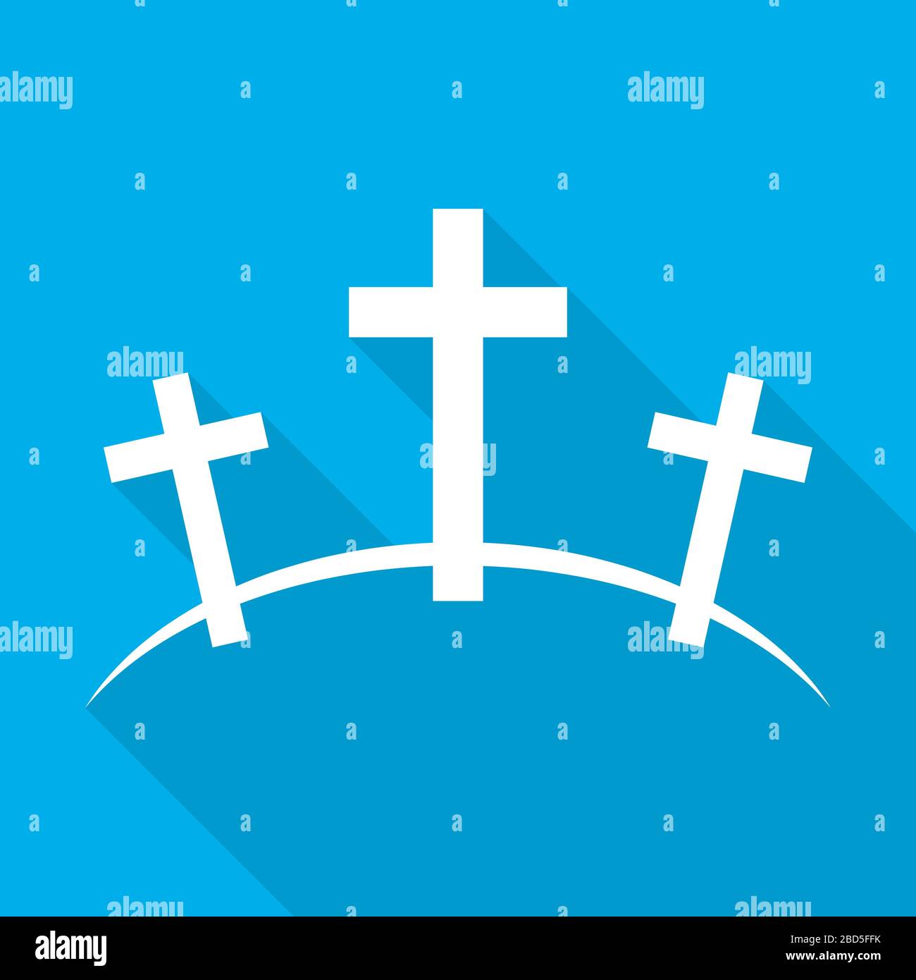 Calvary icon with long shadow. Vector illustration. White Calvary sign ...