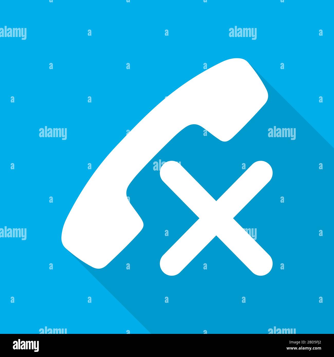 Phone icon. Vector illustration. White phone icon with long shadow on ...