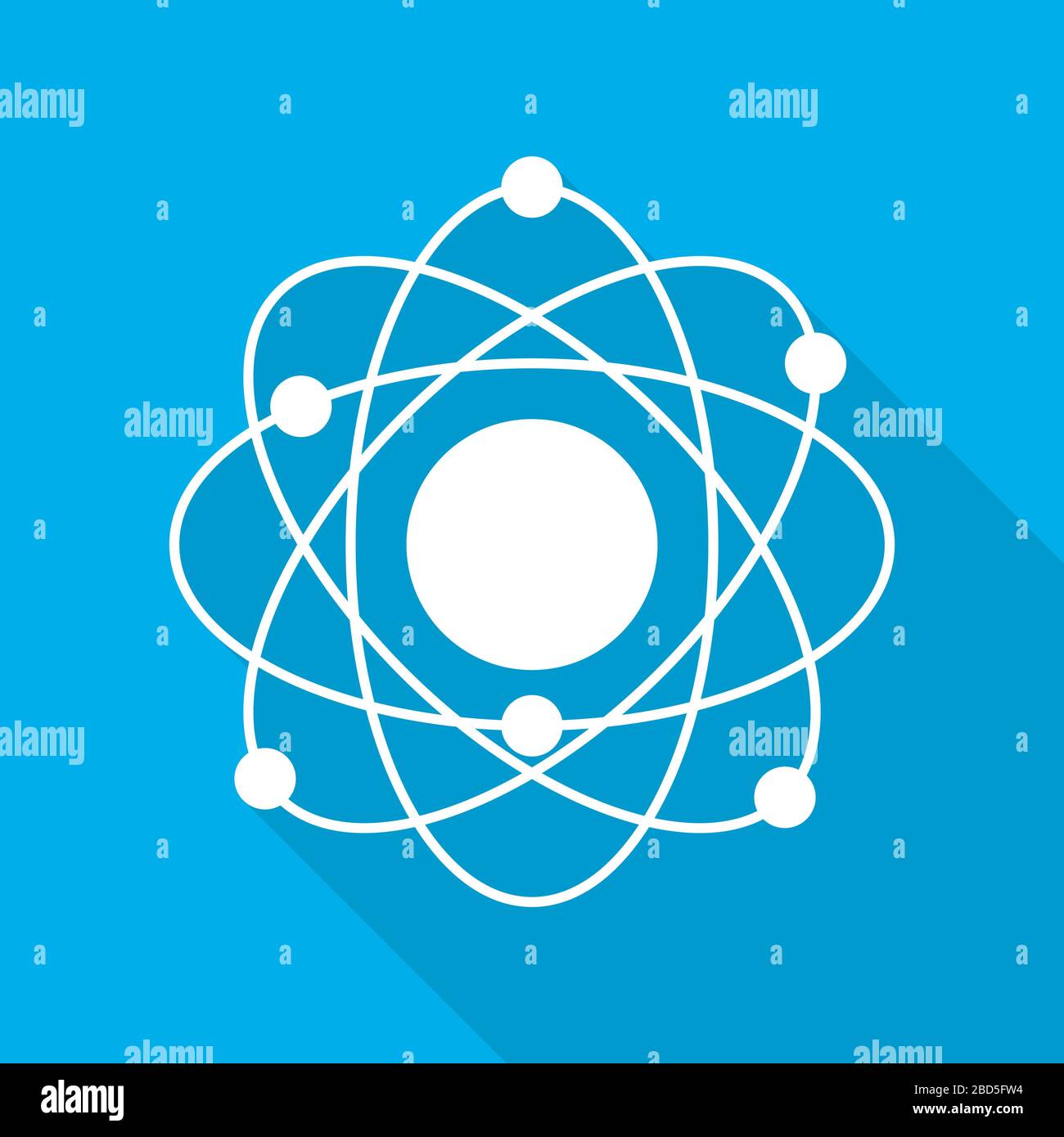 Atom icon in flat design. White molecule symbol or atom symbol with ...