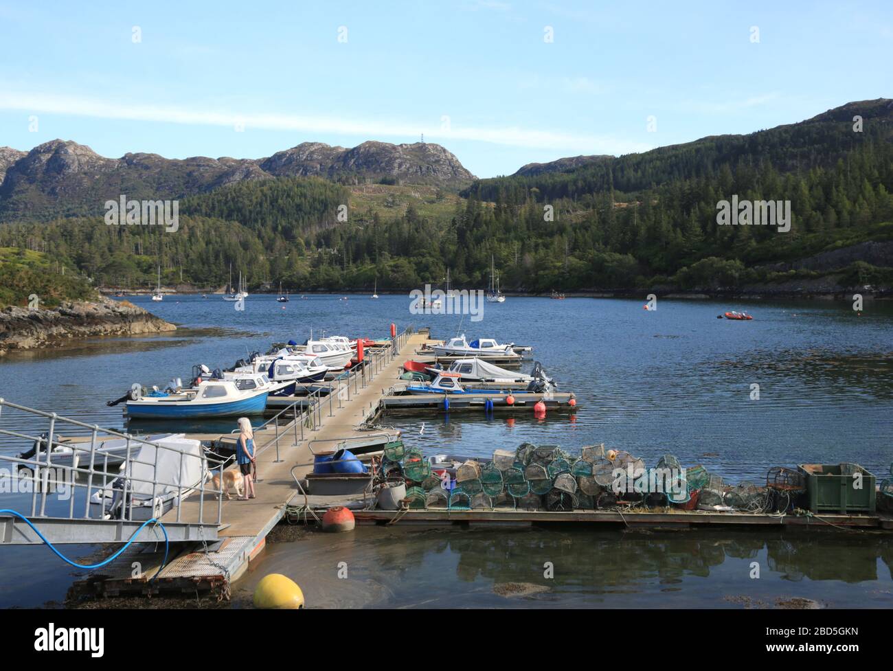 A jetty at Plockton on Loch Carron, Lochalsh, Wester Ross, Scotland, UK ...