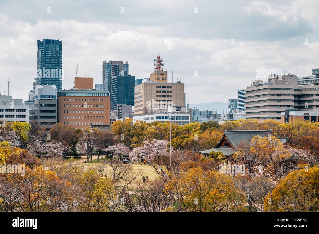 Osaka castle park and cityscape at spring in Japan Stock Photo - Alamy