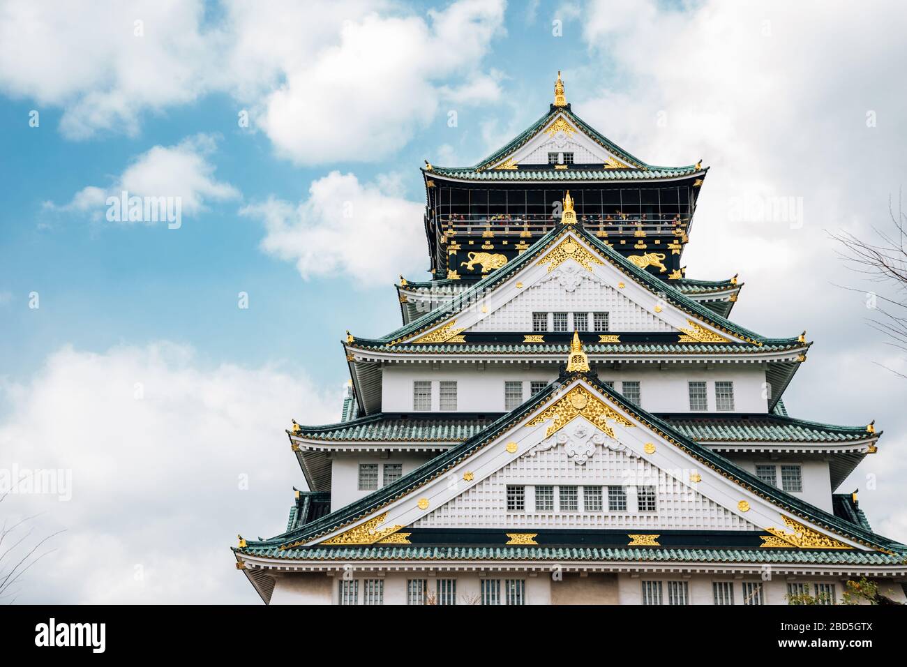Osaka castle with blue sky in Japan Stock Photo - Alamy