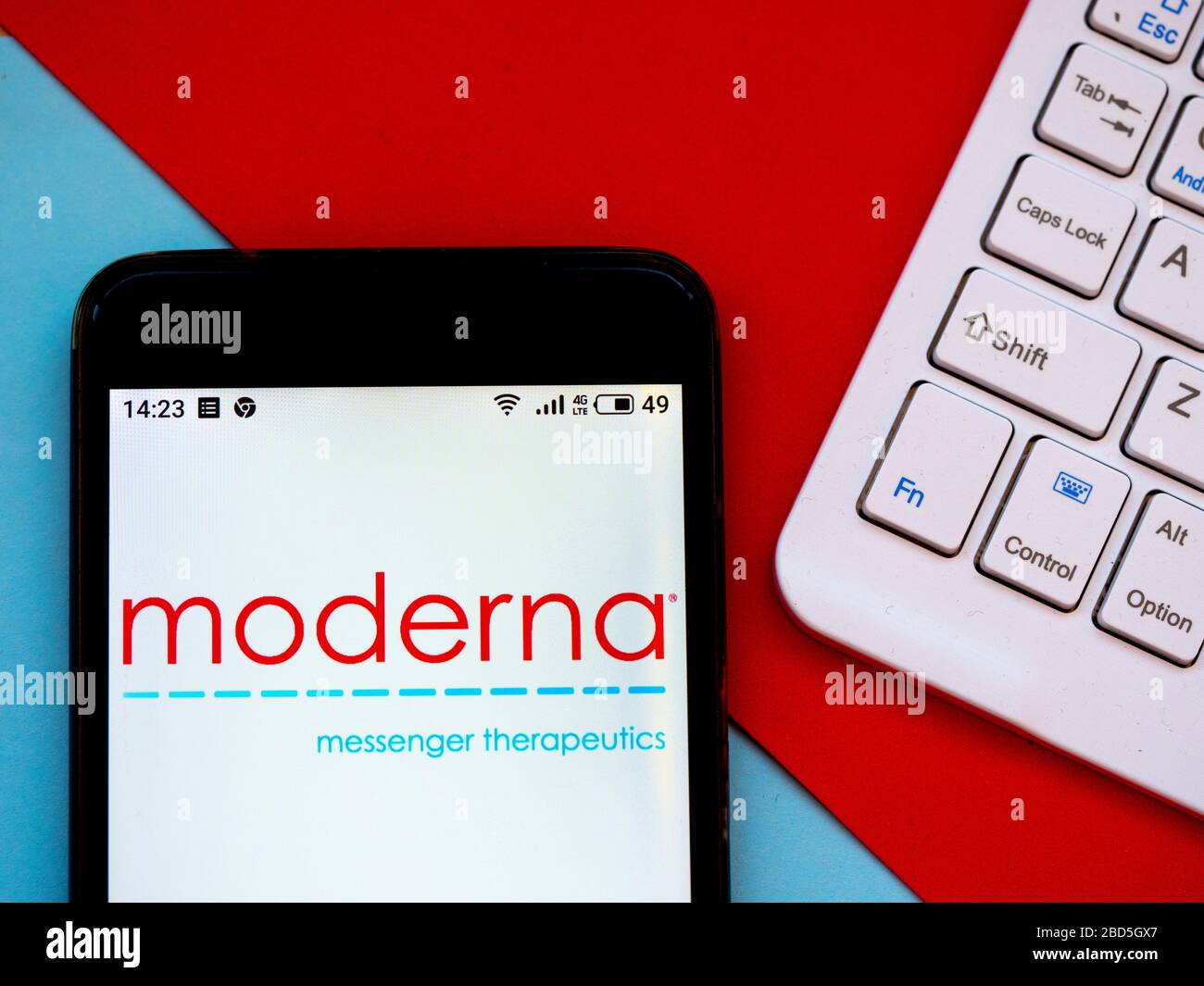 In this photo illustration Moderna Inc. logo is seen displayed on a ...