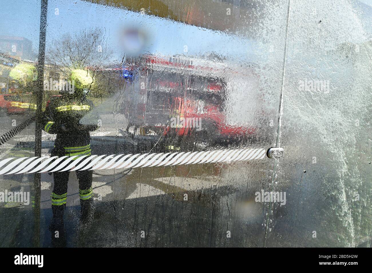 Prague, Czech Republic. 07th Apr, 2020. A firefighter from a volunteer ...