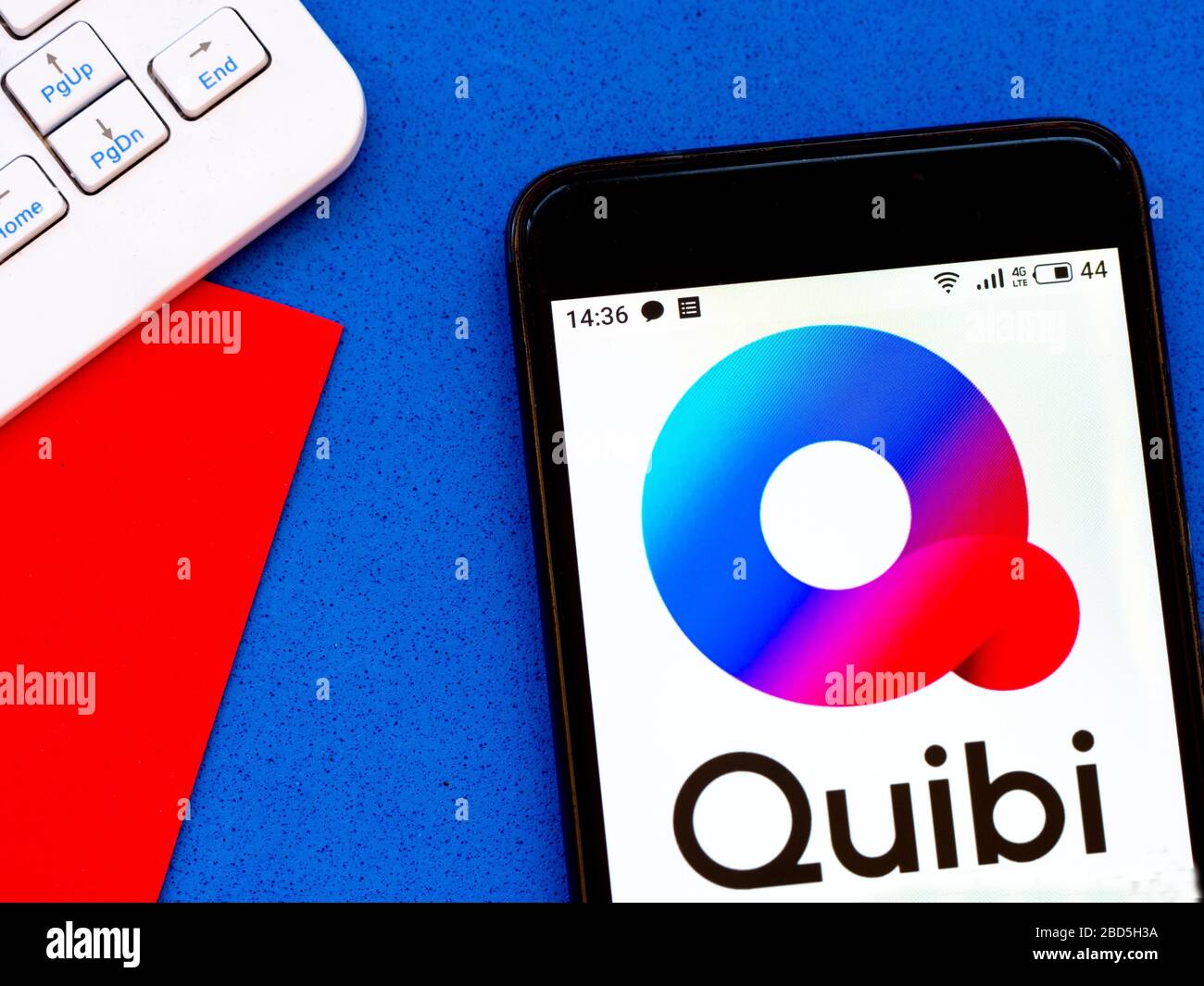 In this photo illustration Quibi logo is seen displayed on a smartphone ...