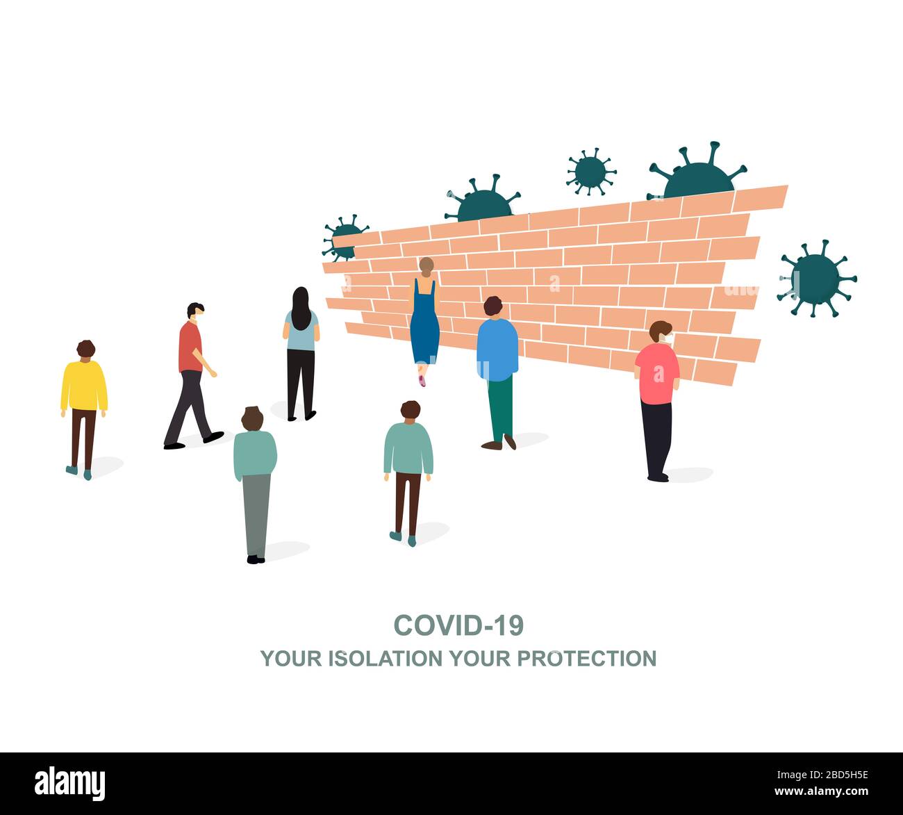 Social isolation during COVID-19 outburst. Illustration with people in ...