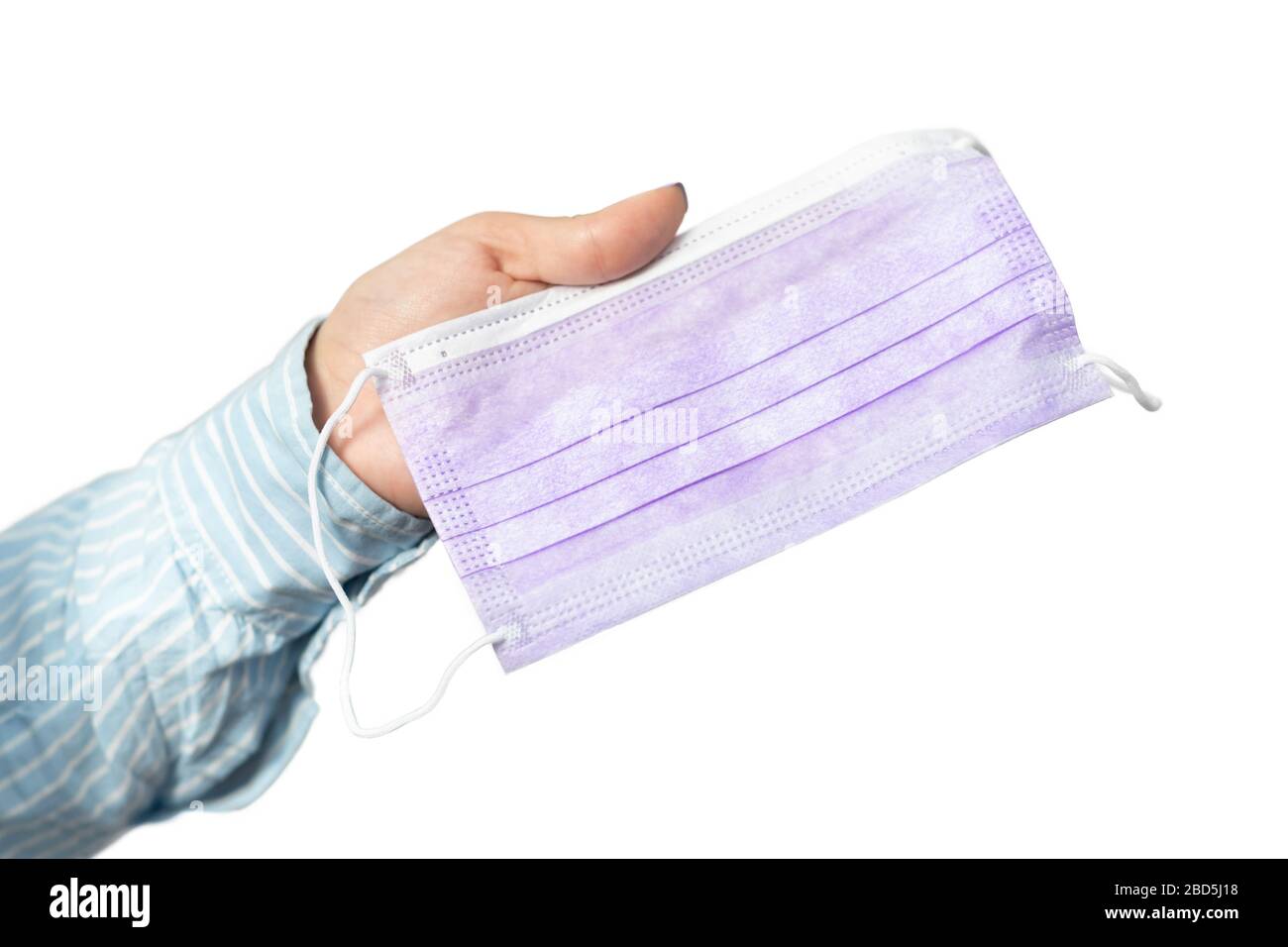 Female Hand Offering To Wear Mask Over White Background, Cropped Stock ...