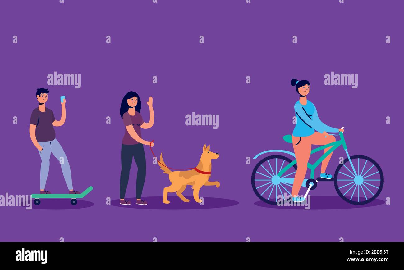 group of people practicing activities characters Stock Vector Image ...