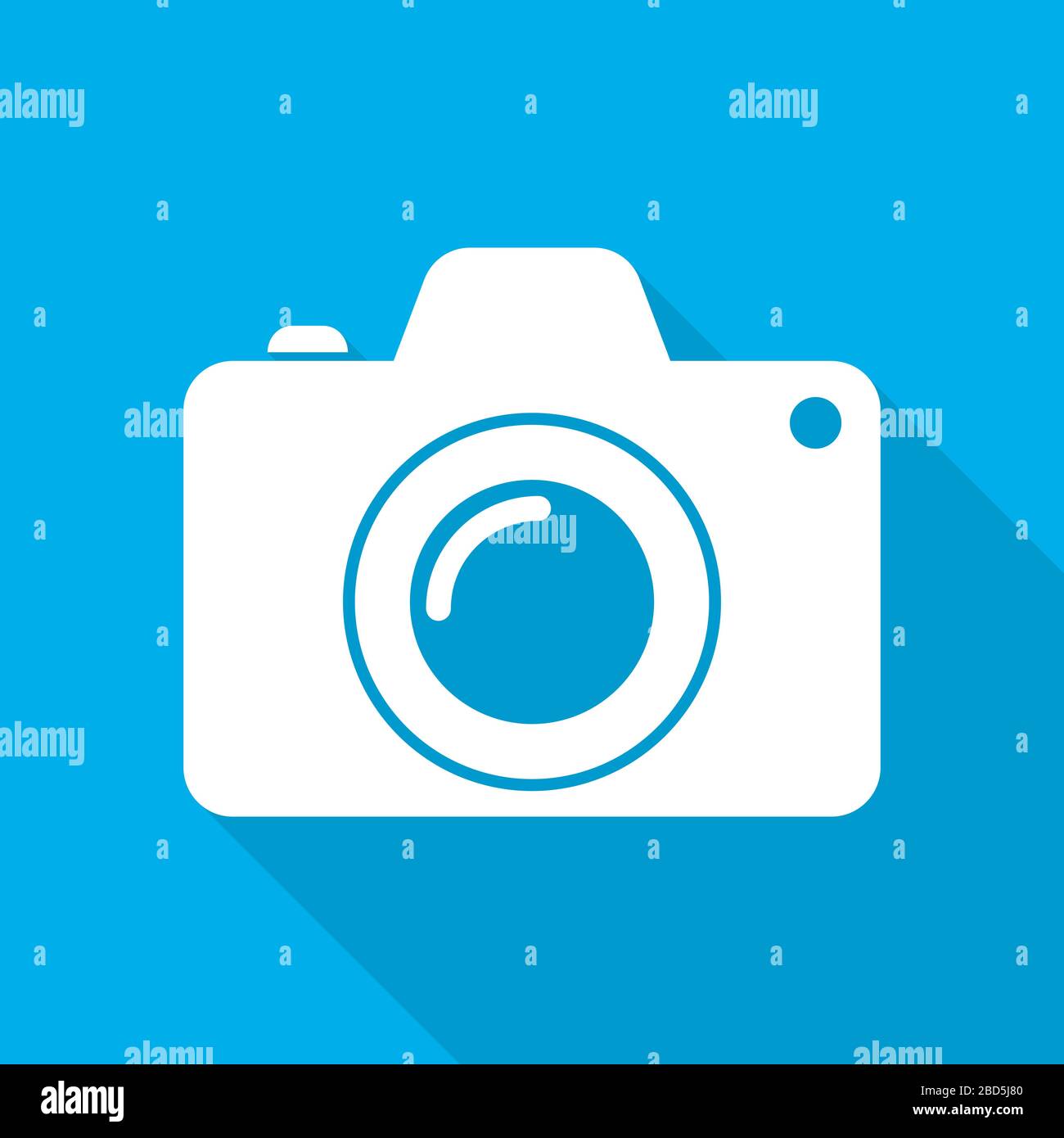 White camera icon in flat design. Vector illustration. Camera icon with ...