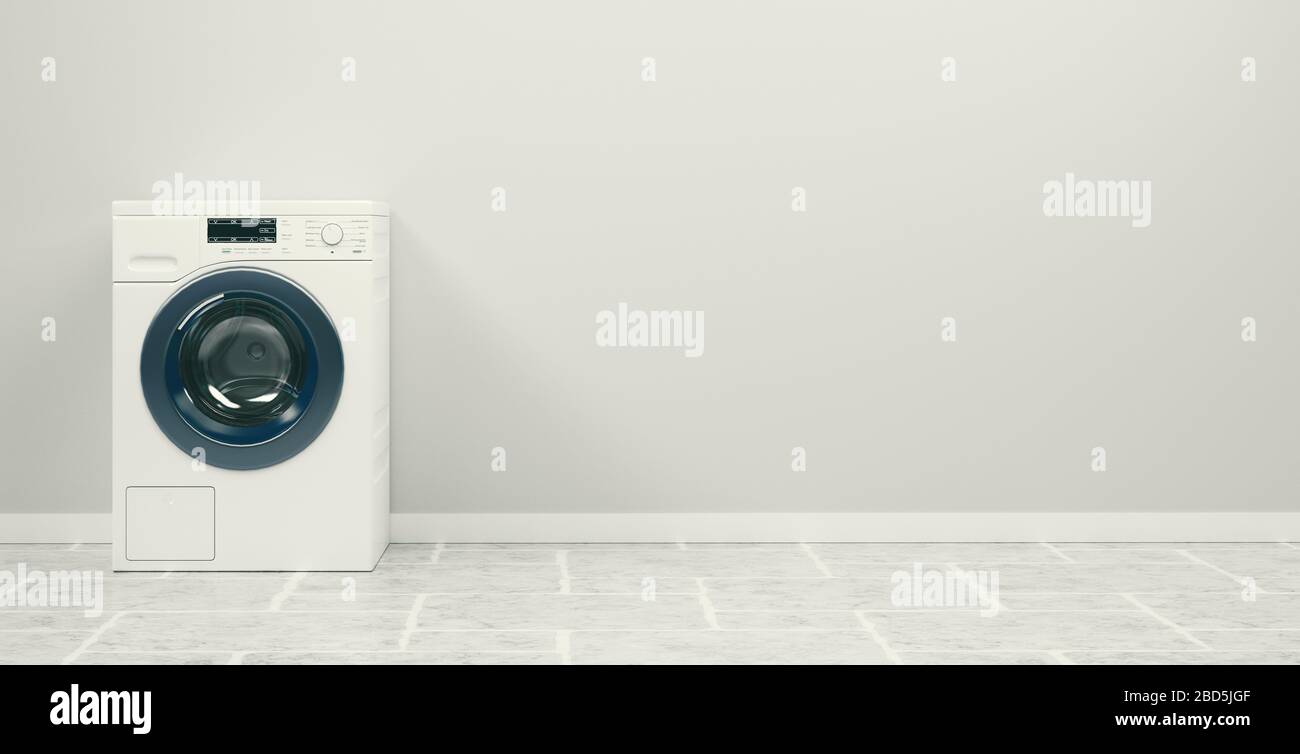 Washing machine on the white background, high resolution 3d rendering ...